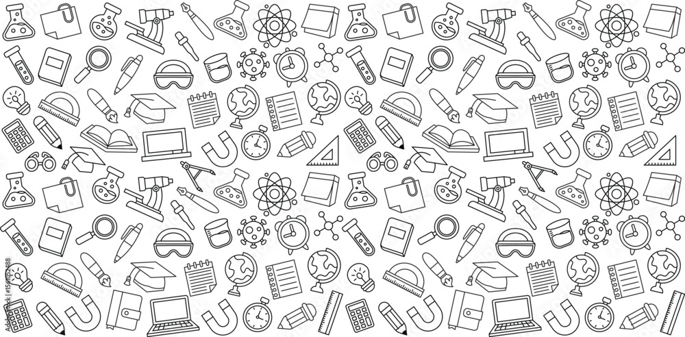 Set of back to school doodle element icon pattern background Stock Vector | Adobe Stock