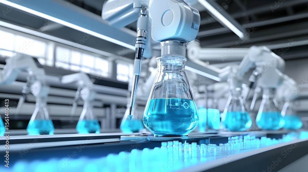 Automated chemical processing in a modern facility. Stock Photo | Adobe ...