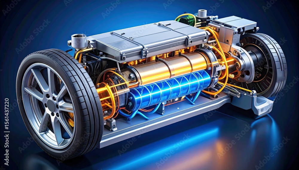 Cross-Section of Electric Car Motor with Rare Earth Magnets Stock Photo ...