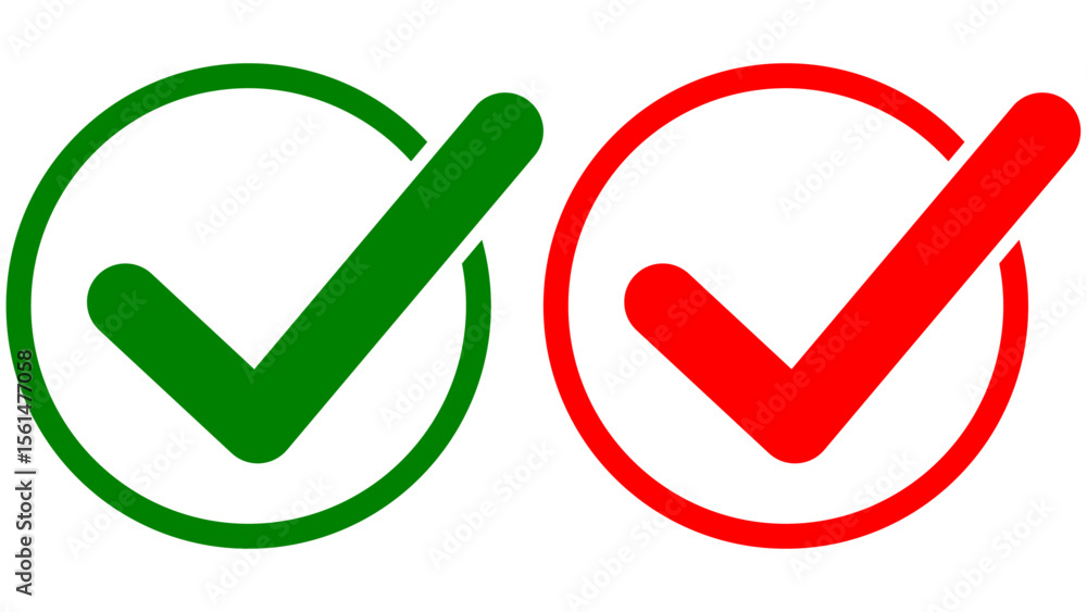 Green and red check mark and approval tick sign icon transparent png ...