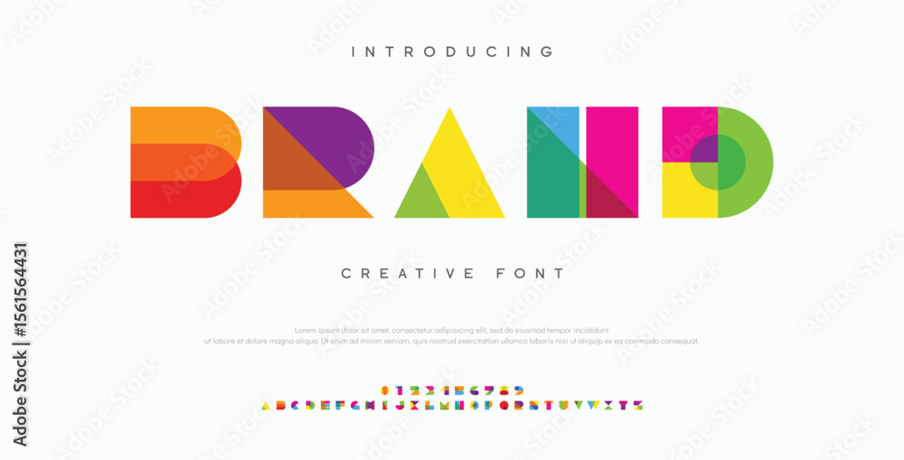 Geometric font color art alphabet abstract decorative letters set ...