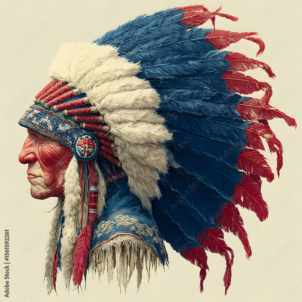 native american indian chief headdress (indian chief mascot, ind Stock ...
