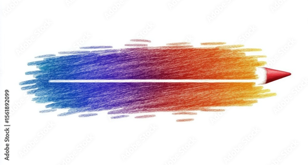 A colorful crayon, depicted with a spectrum of blended colors, creating ...