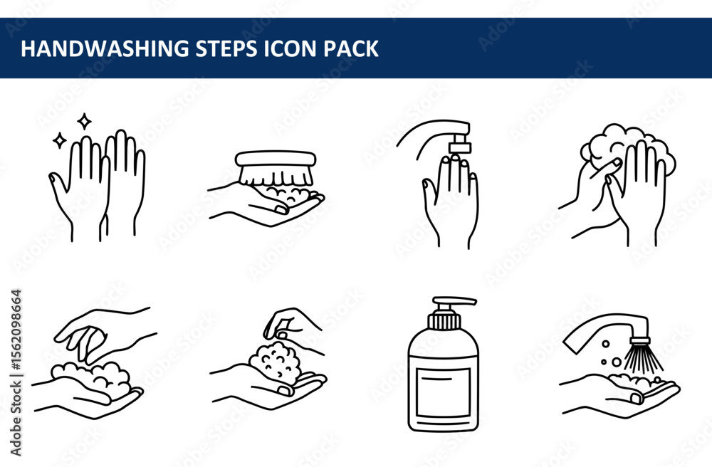 Handwashing steps graphic, illustrating the process with a series of ...