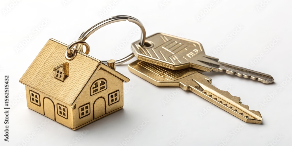 Golden House Keyring with Keys Real Estate Concept, Homeownership ...