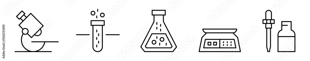 Conjunto de iconos de instrumentos de laboratorio. Herramientas para ...