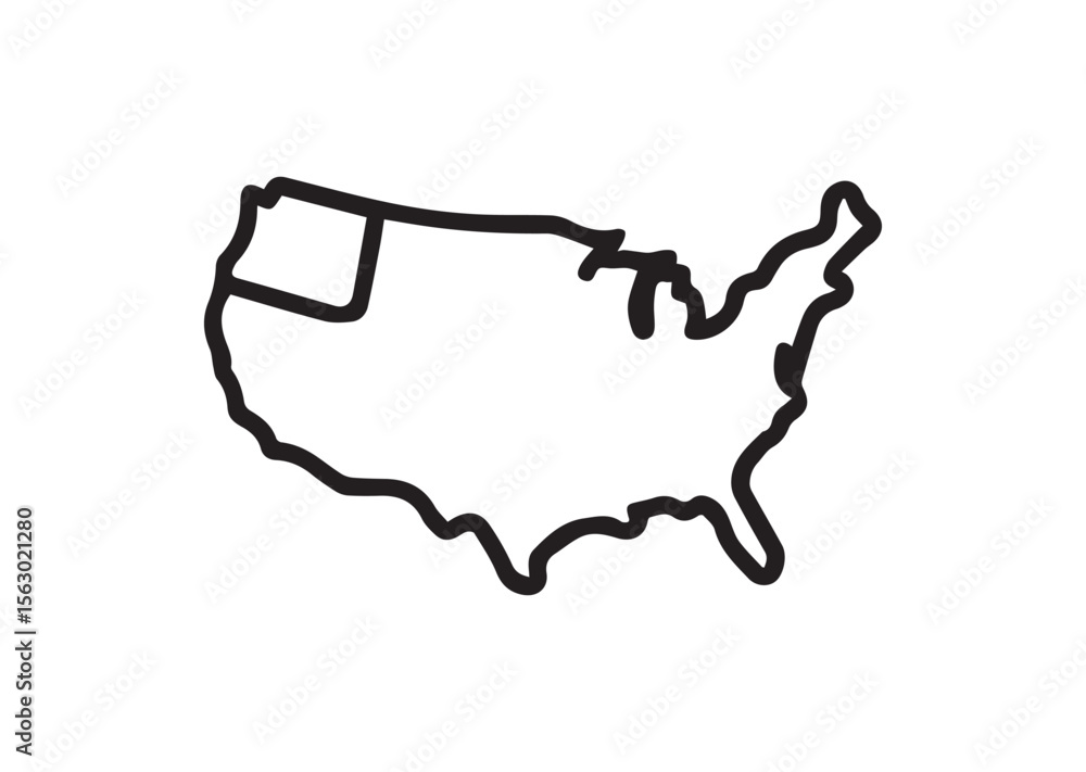 Map of united states line art vector, Map of united states icon Stock ...