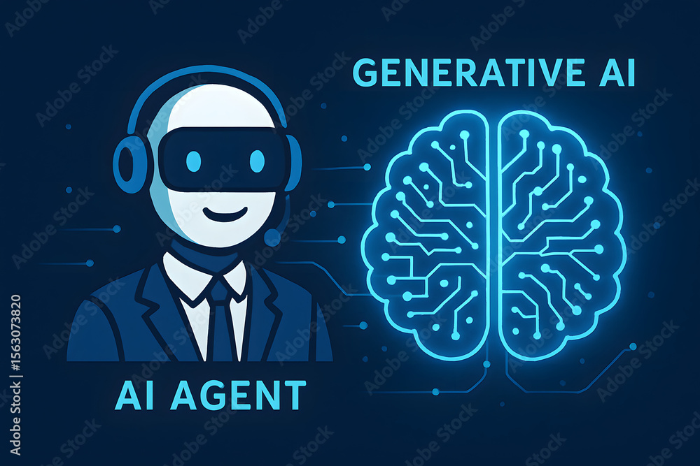 AI Agent: A striking digital illustration showcases an AI agent ...