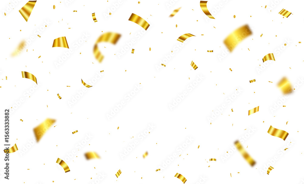 Gold confetti. Falling shiny golden confetti isolated. Glittering ...