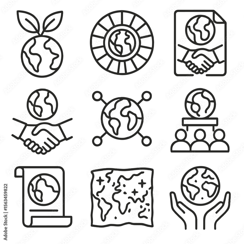Global Environmental Icons. Line style icons of global environmental ...