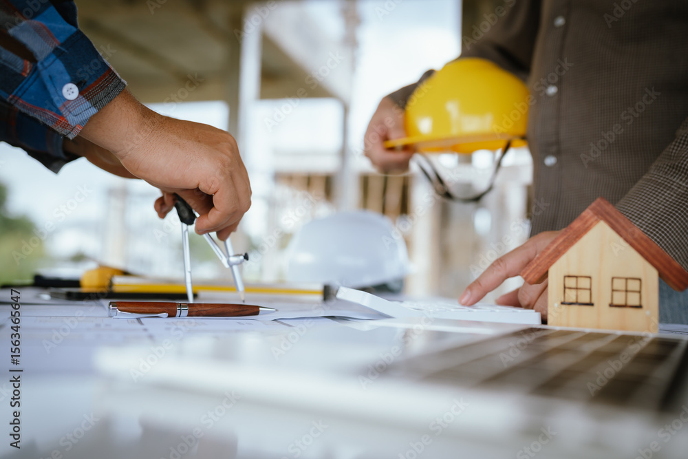 Teams work together on construction projects, reviewing plans and ...