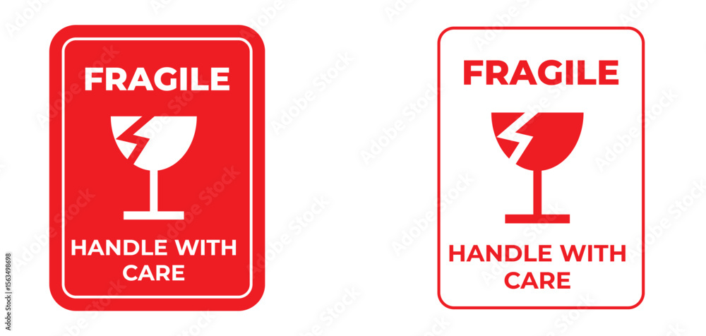 Fragile handle with care sticker and poster for delivery service ...