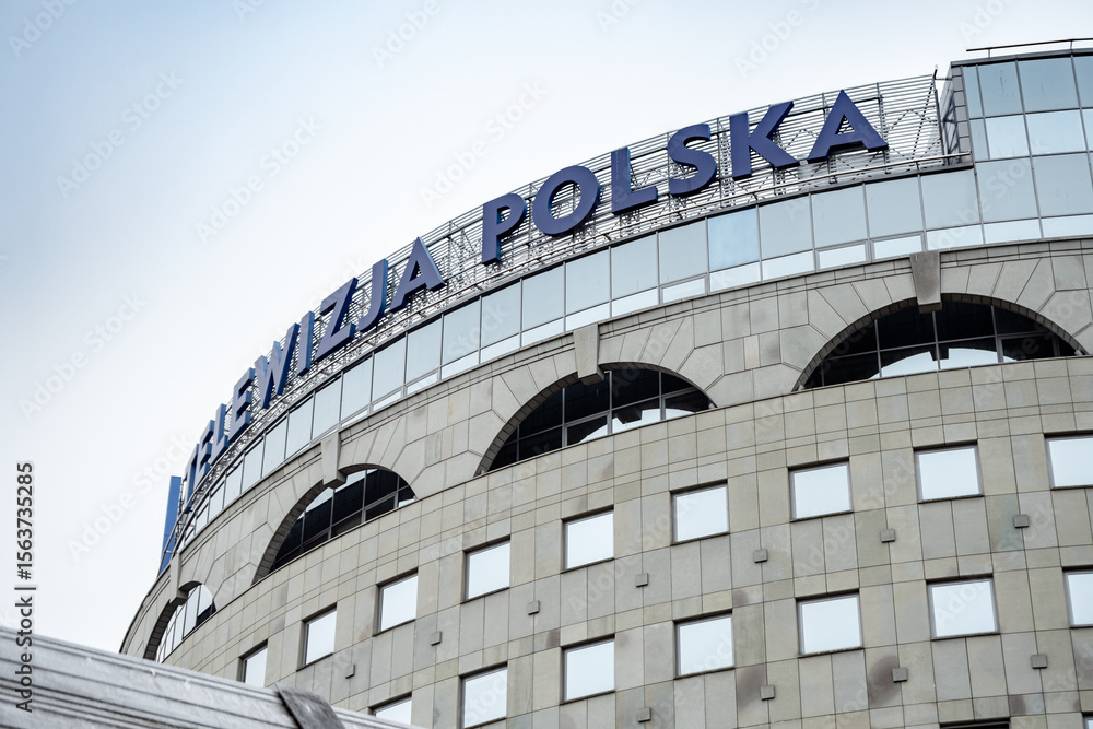 Foto de Stock TVP Telewizja Polska S.A. headquarters builiding at Jana ...