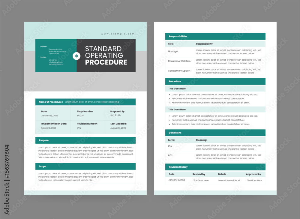 Standard Operating Procedure Design, Pamphlet template Stock Vector ...