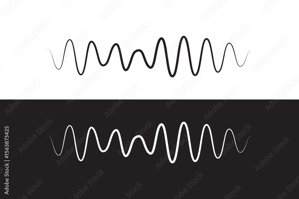 Sound waves sign , digital and analog line waveforms, frequency audio ...