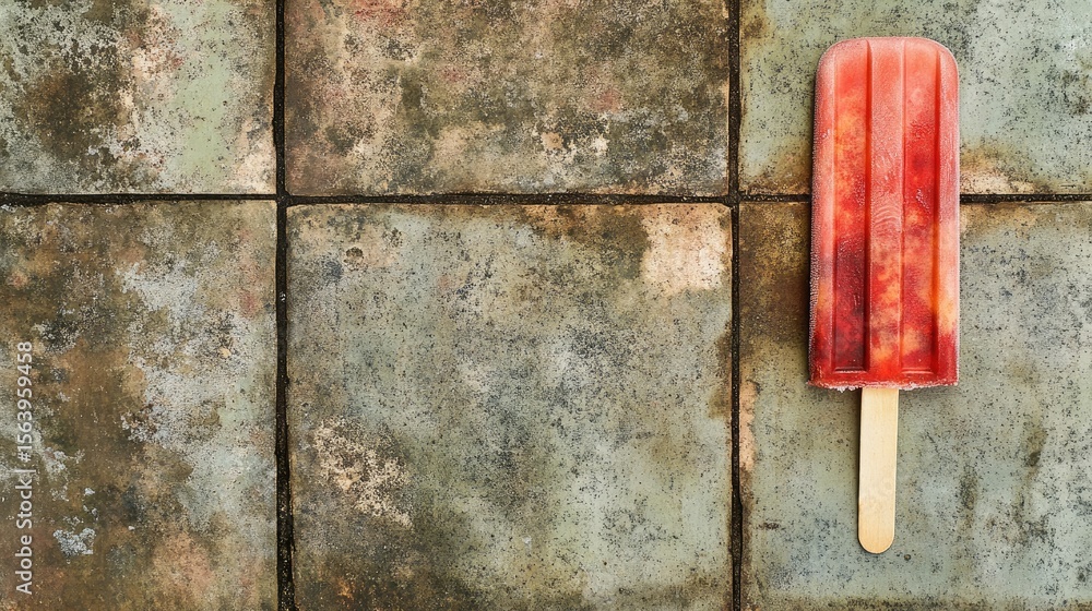 Popsicle on porch tile looks fresh, yet zoom overlay shows microbial ...