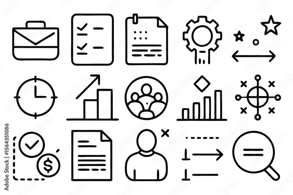 Analysis business process and Message icon set. Enterprise, analysis ...