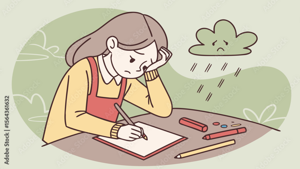 Teen Girl Holding a Diary and Crying in Bed – Anxiety and Emotional ...