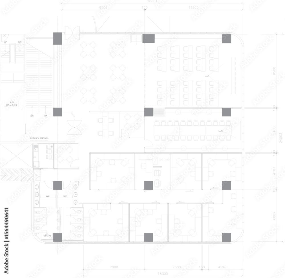 Office Furniture Layout Plan in 2D vector format, Stock Vector | Adobe ...