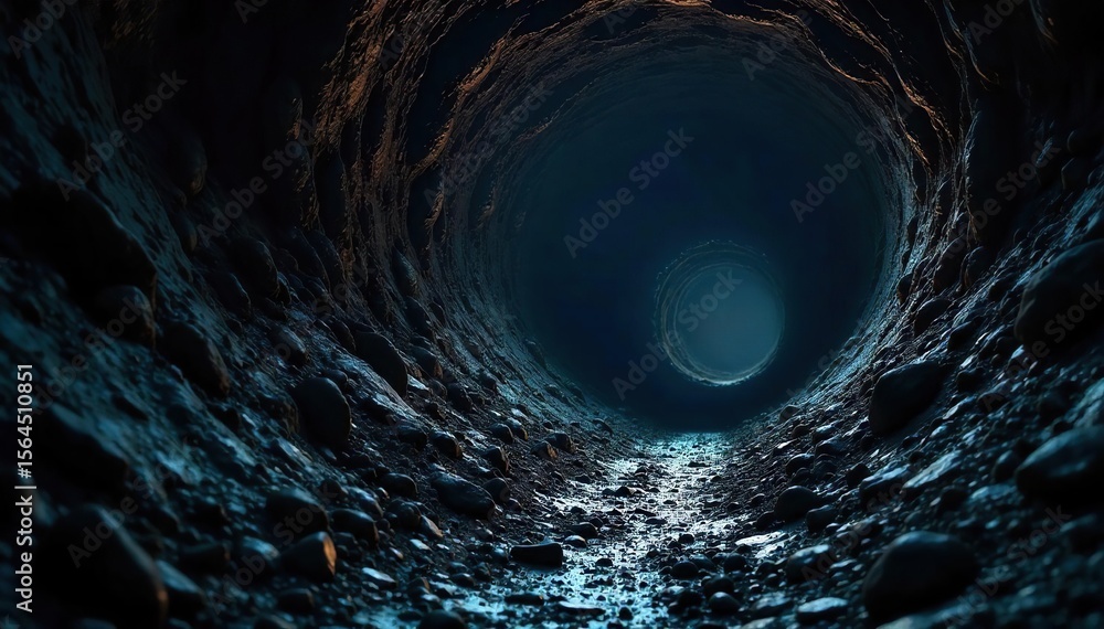 Dramatic Dark Mine Shaft Glistening Ore Veins Reveal Underground Mining ...