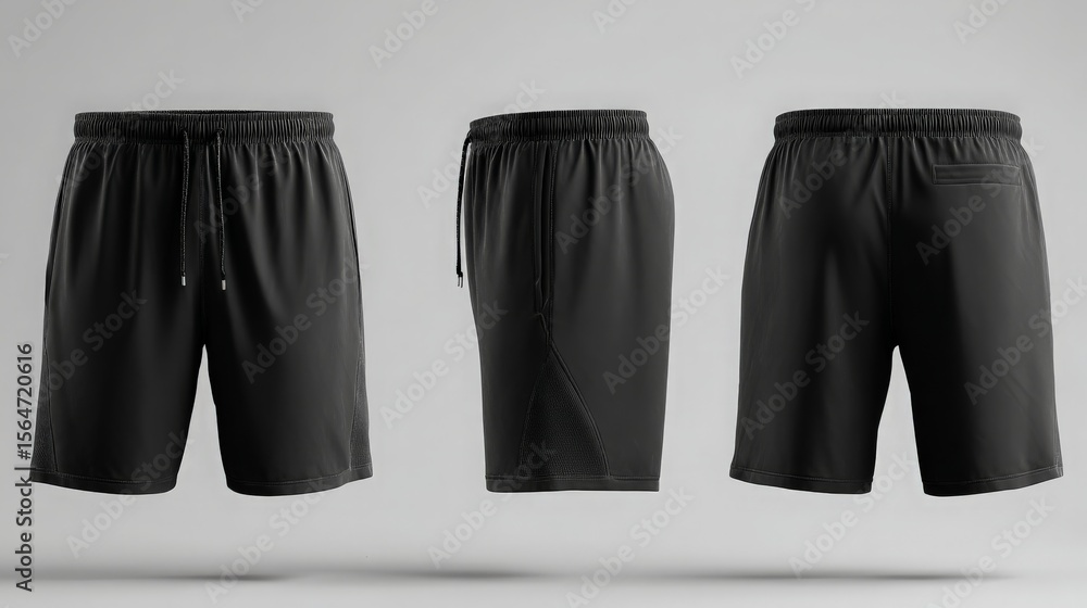 black training shorts mockup in template, athletic apparel branding and ...