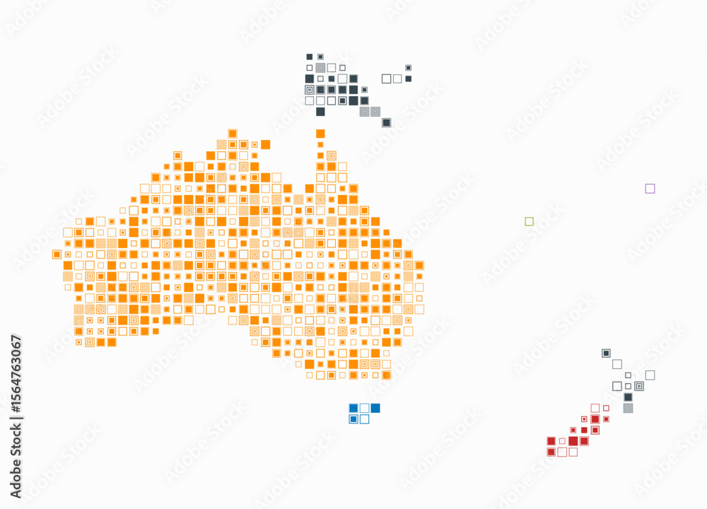 Stock-Vektorgrafik „Oceania, shape of the continent build of colored ...