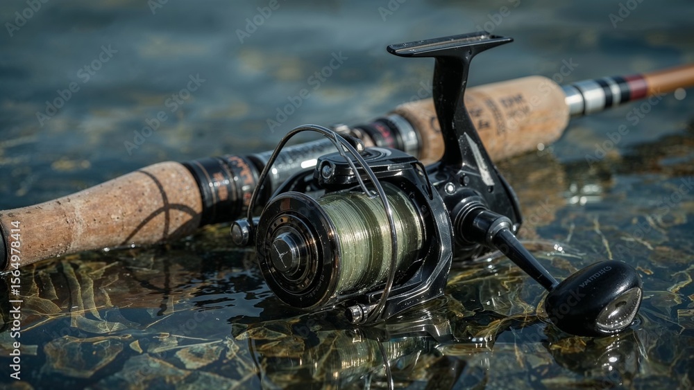 Still life of fishing equipment and bait reels Stock Photo | Adobe Stock