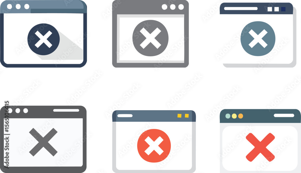 Vector X symbols icons set of window close buttons Stock Vector | Adobe ...