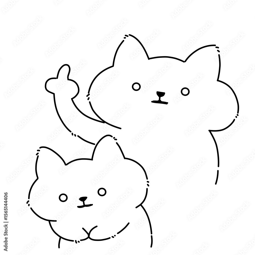 Funny rude cat vector line art outline illustration Stock Vector ...