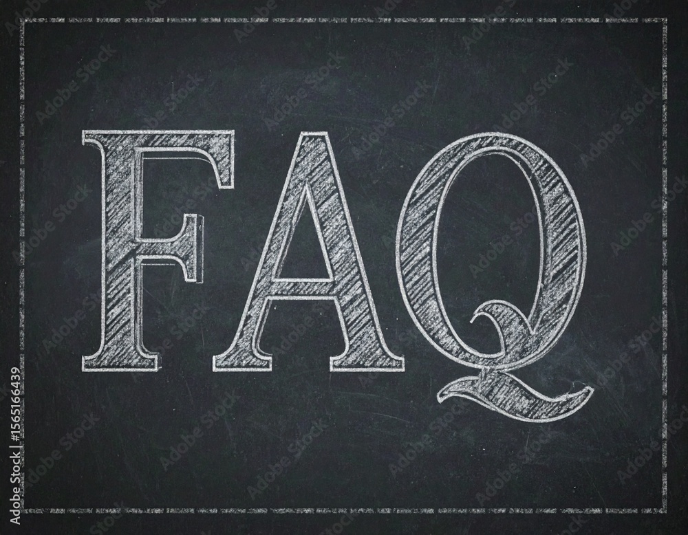 FAQ text handwriting, frequently asked questions chalk writing on a ...