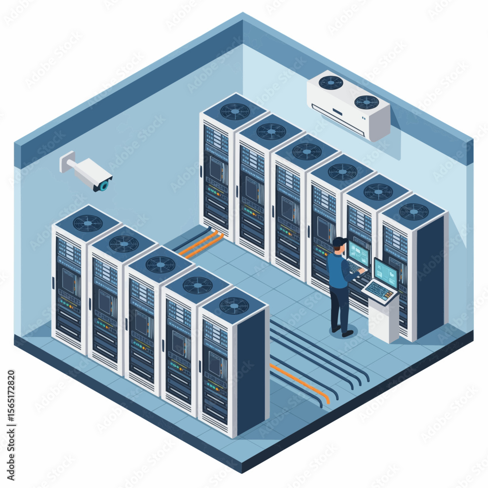Isometric Data Center Stock Vector | Adobe Stock