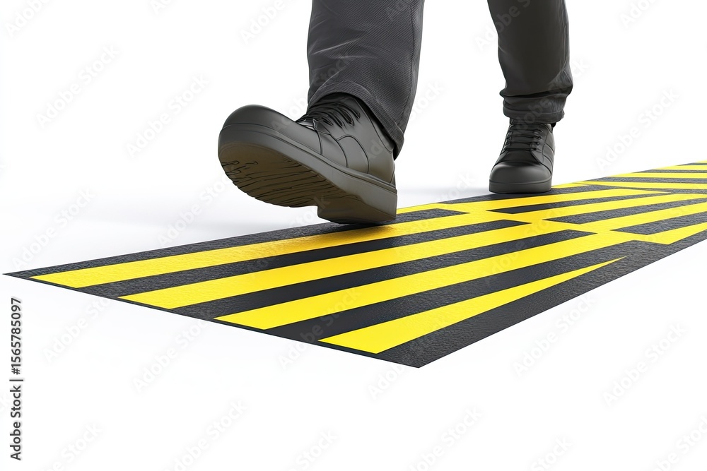 Pedestrian Zones for Safe Walking Isolated on White Background, Depth ...