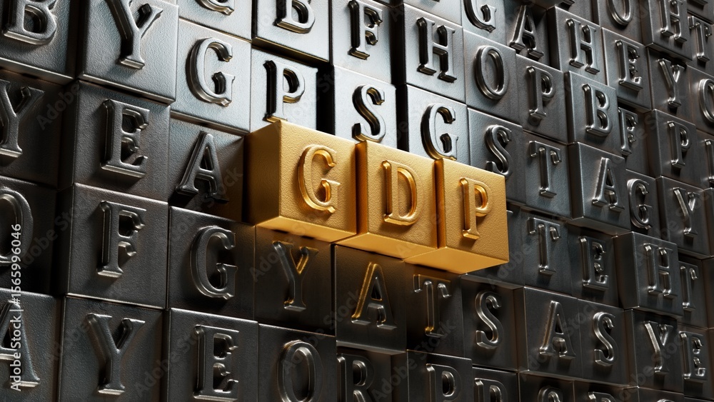 GDP. Movable type printing form word GDP. Concept of Gross Domestic ...