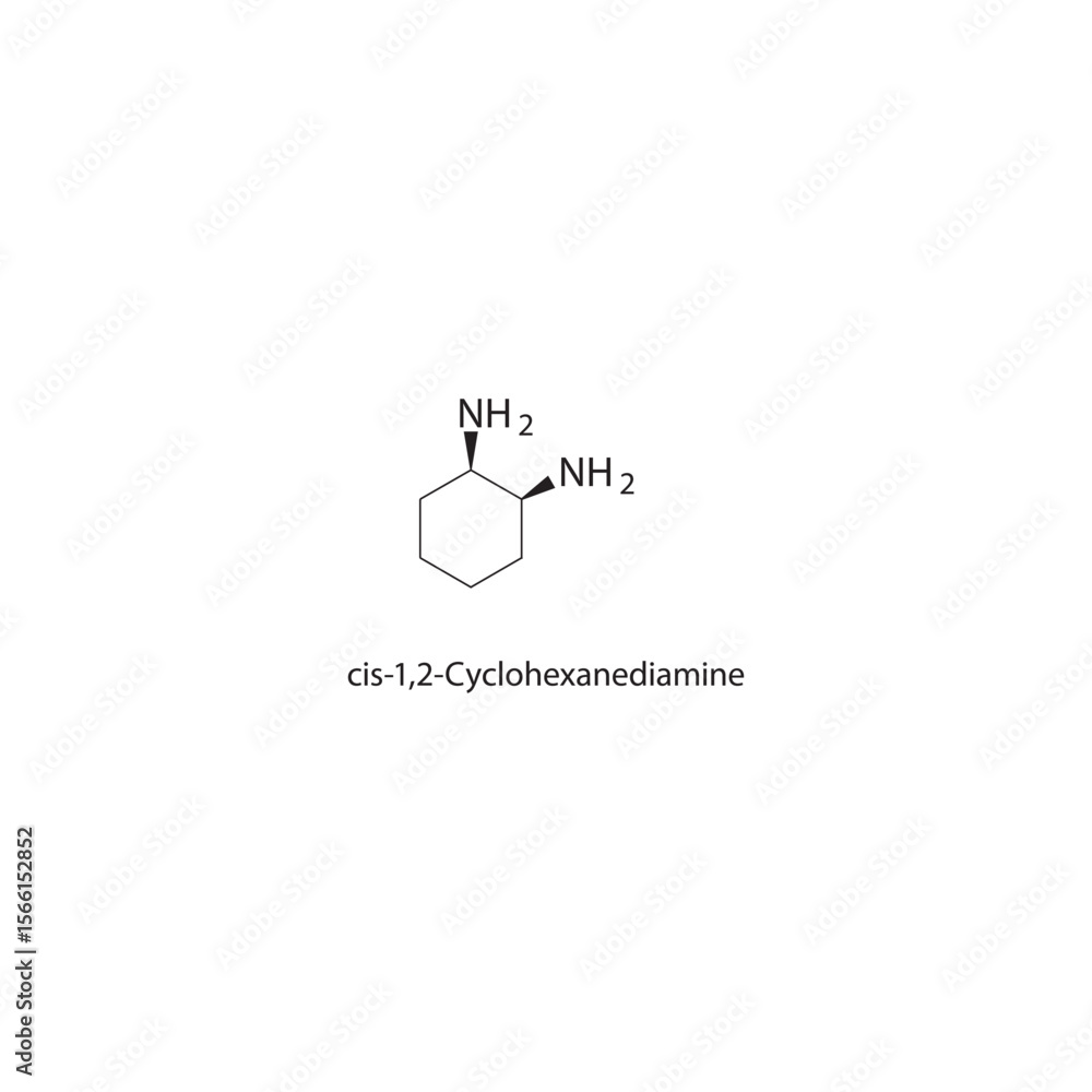 cis-1,2-Cyclohexanediamine skeletal structure. diamine compound ...