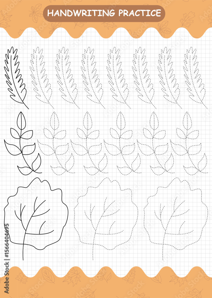 Tracing leaf shapes for preschool handwriting practice and motor skill ...