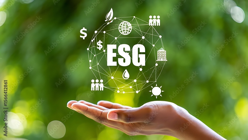 Esg concept with environmental social and governance icons connected by ...