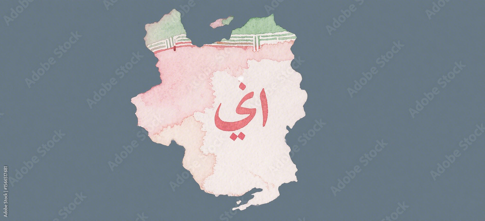 Detailed Artistic Map of [Region Name] in Arabic Calligraphy. Stock ...