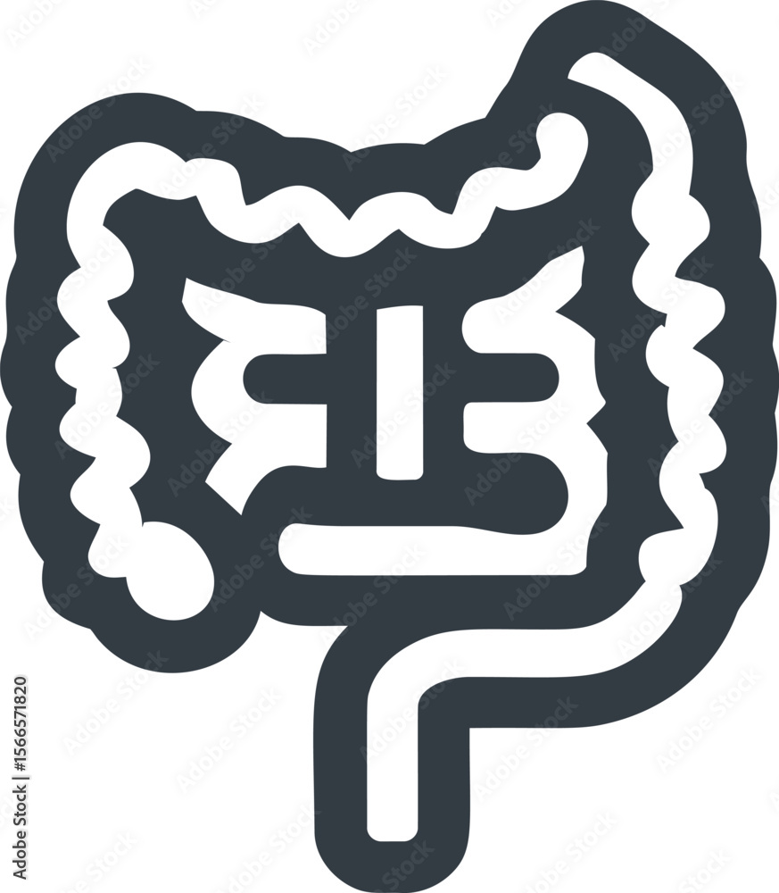Outline of human digestive system with brain icon, metaphor for gut ...
