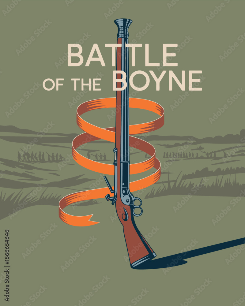 Battle of the Boyne Historic Musket Poster Orange Order Art Print Stock ...