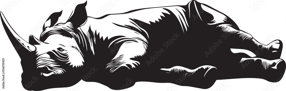 Rhino Rolling On its back or side, legs up, body relaxed. full length ...