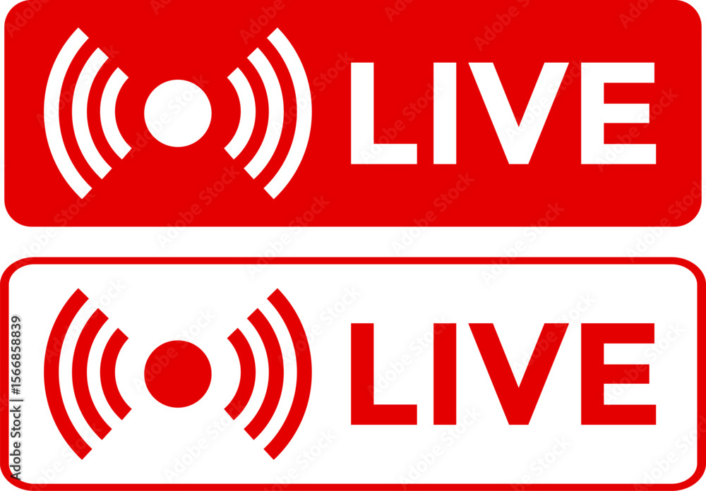 Стоковое векторное изображение «Live streaming red icon set. online ...