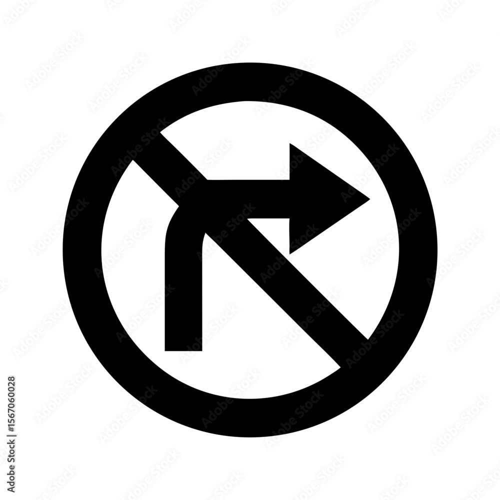 Black “Do Not Turn Right” Traffic Road Sign – PNG Icon for Apps ...