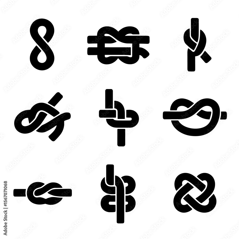 Image vectorielle Stock Nautical Knot Icons. Solid, filled icon set of ...