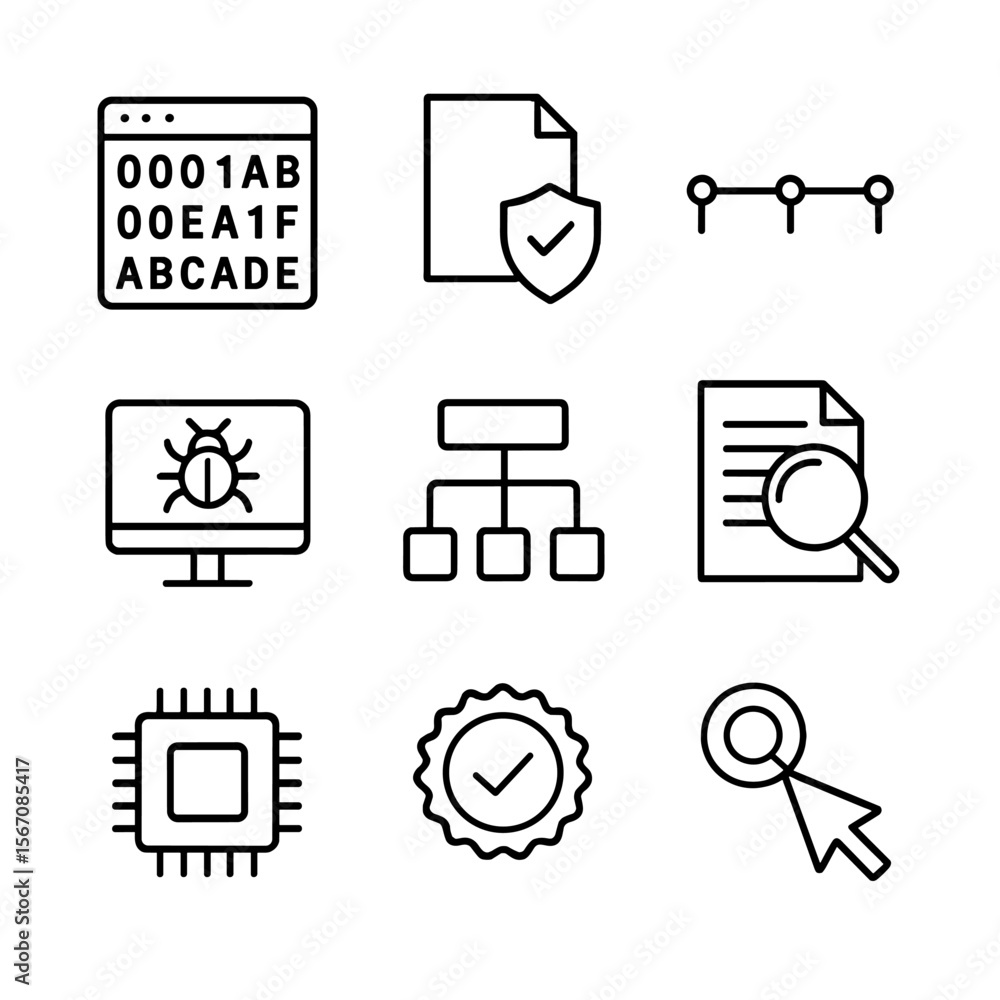 Forensic Analysis Icons. Outline icon set of forensic analysis ...