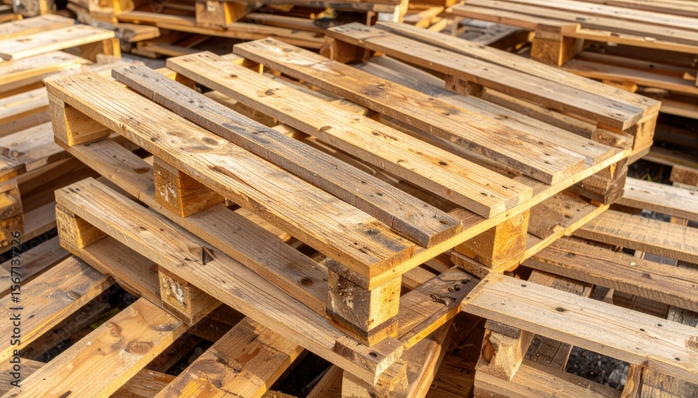 Стокове фото Weathered Wooden Pallets Stacked Outdoors Showing Detailed ...