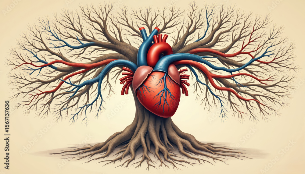 Medical illustration showcasing the circulatory system branching like ...