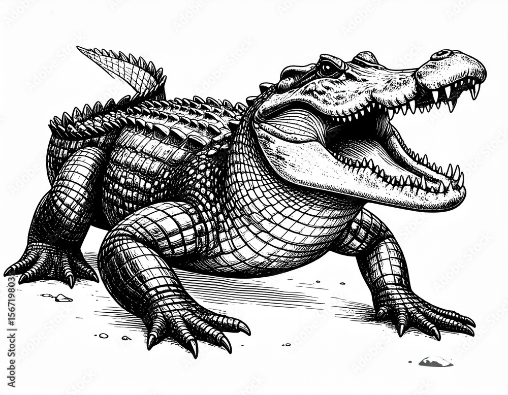 Sketch of Ferocious Alligator As Security in Alligator Alcatraz in the ...