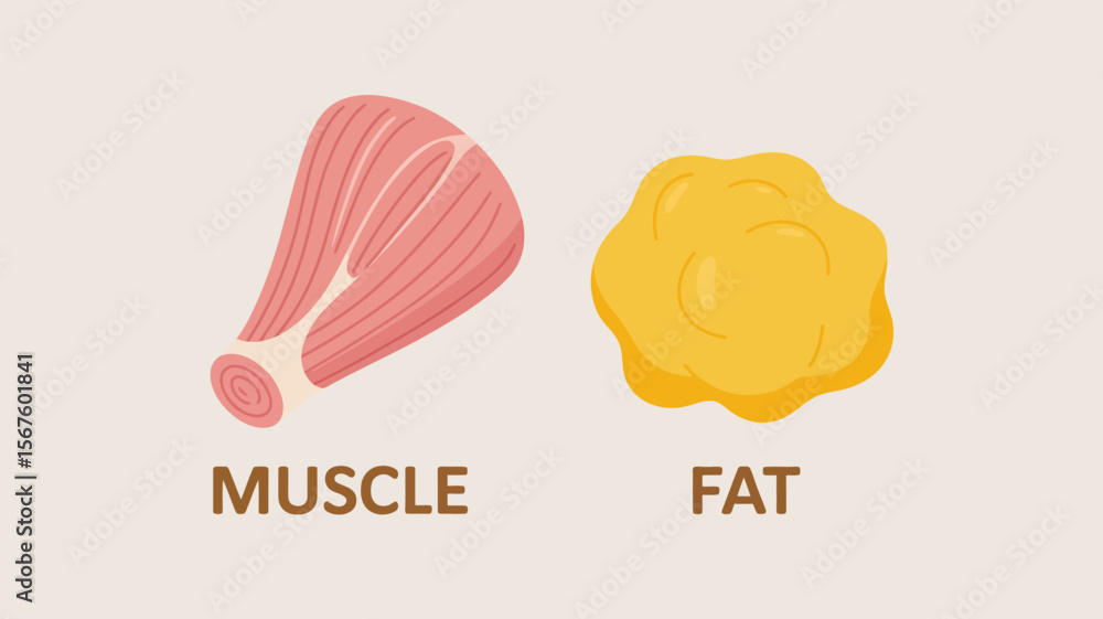 Muscle vs Fat: A simple and informative illustration comparing muscle ...