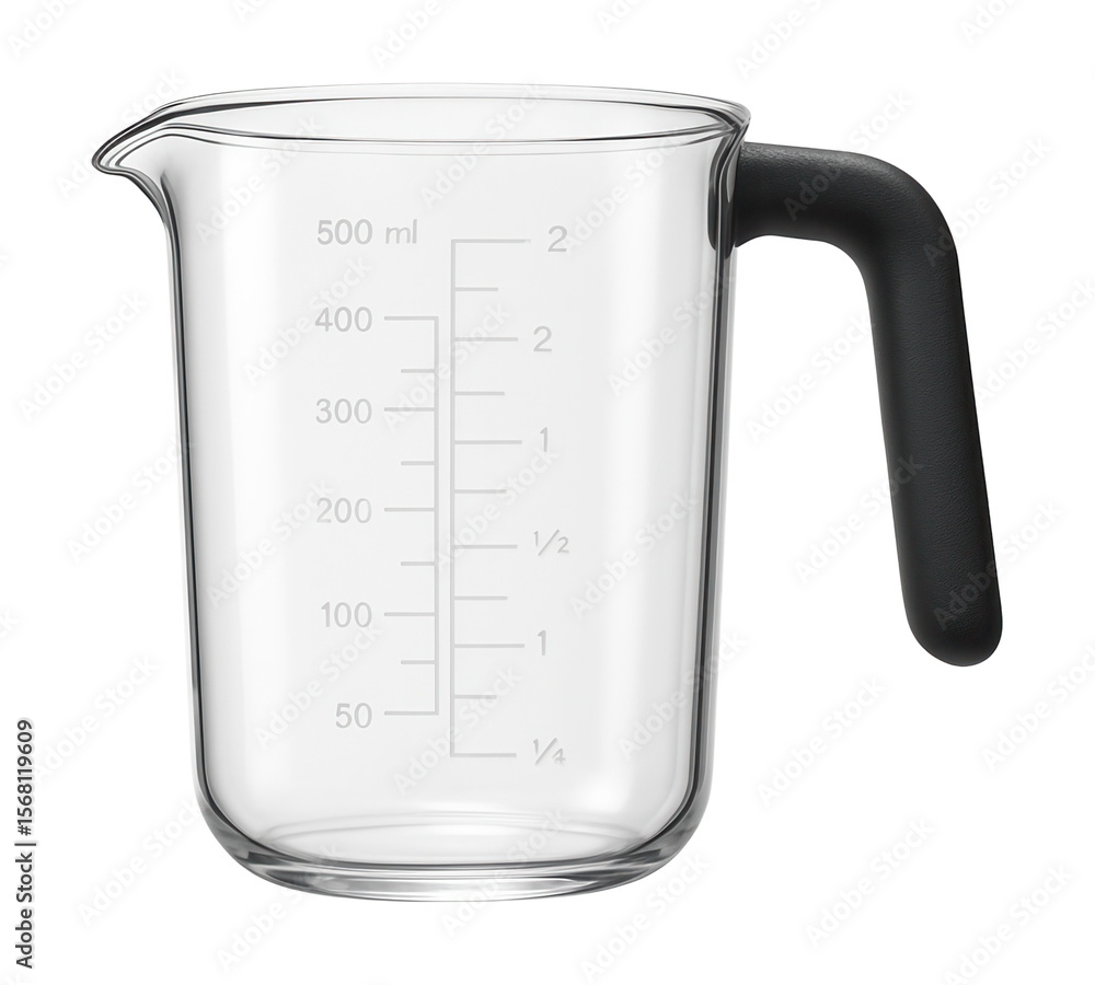 Measuring cup with a spout for easy pouring in a home kitchen. Stock ...