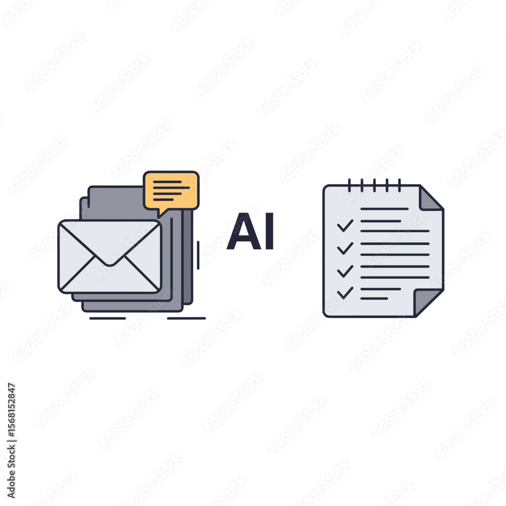 Flat icon of AI summarizing email threads into short notes Stock Vector ...